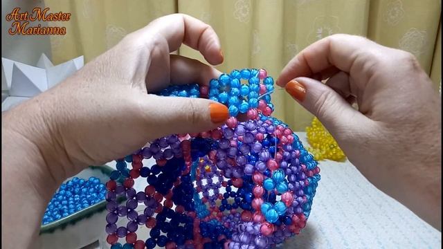 Как сплести вазу из бусин - мастер-класс - часть 6 из 7