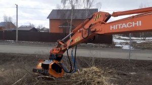 Работа мульчера на HITACHI ZX180-5G