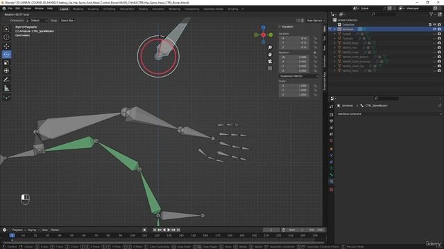 7. Setting up the hip, spine and head control bones