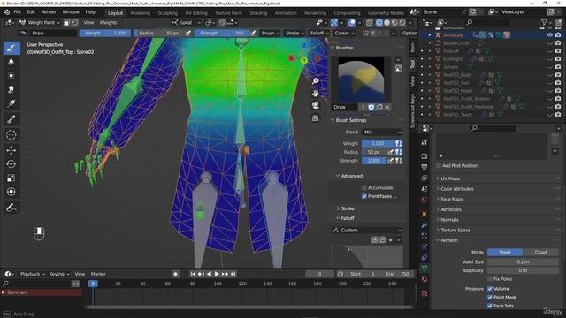 12. Part 2 Adding the character mesh to the Armature
