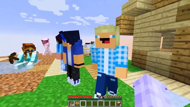 10 Friends On ONE BLOCK In Minecraft!