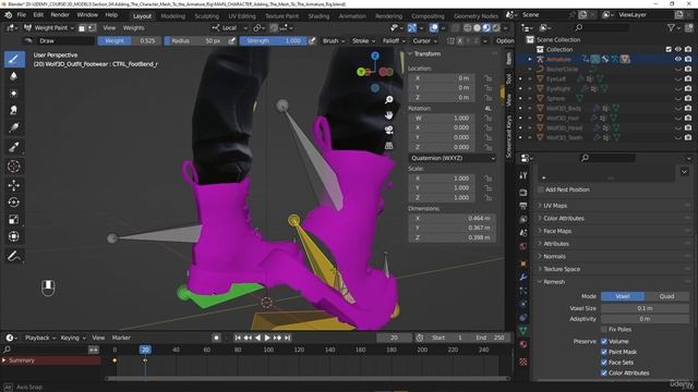 13. Part 3 Adding the character mesh to the Armature