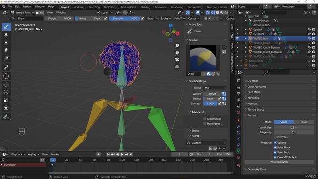 14. Part 4 Adding the character mesh to the Armature