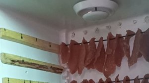 Вяленое мясо. Развешиваю мясо.
