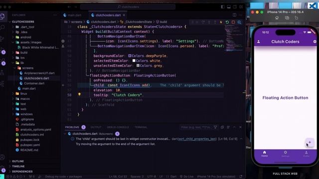How to create Floating Action Button in Flutter. @ClutchCoders #flutter ...