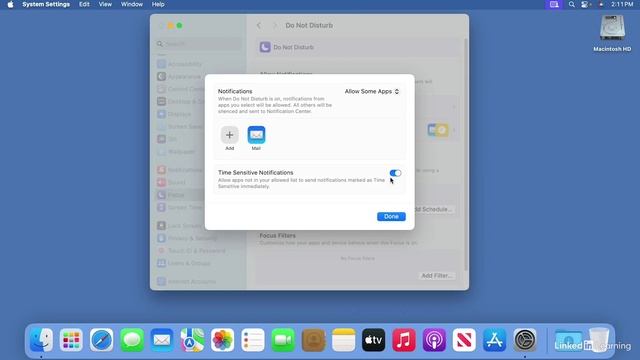 50 - Set the Focus mode to block notifications