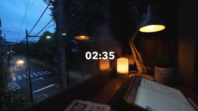 3-HOUR STUDY WITH ME _ NO MUSIC _ A Rainy Evening in Tokyo _ with countdown+alar