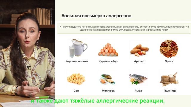 Продукты с низким и высоким содержанием аллергенов