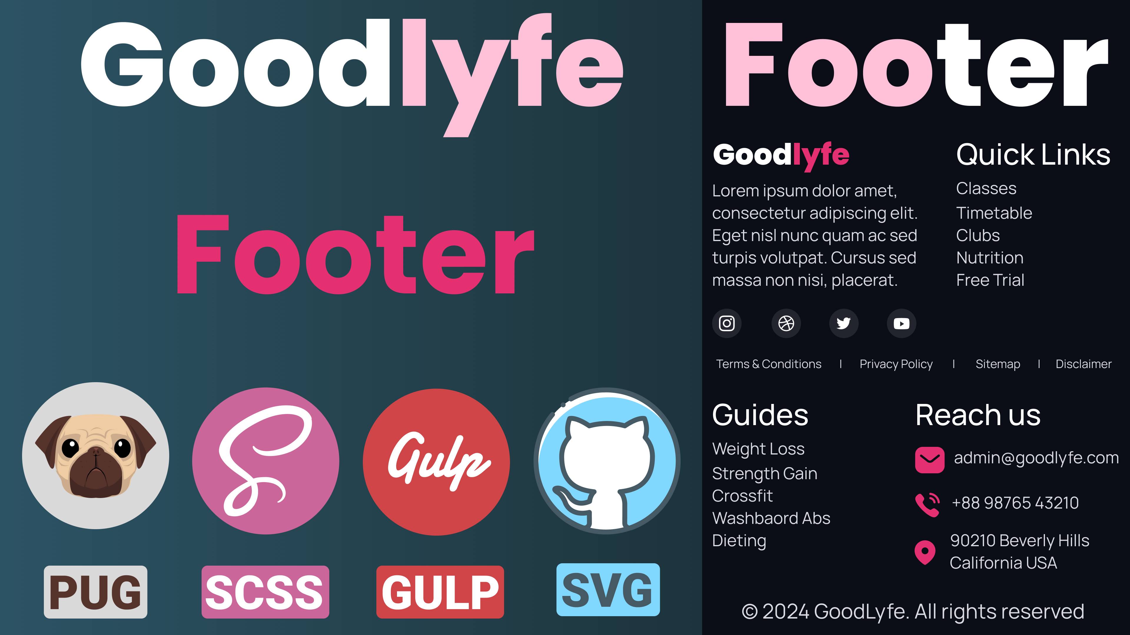 Адаптивная верстка макета - GoodLyfe. Footer