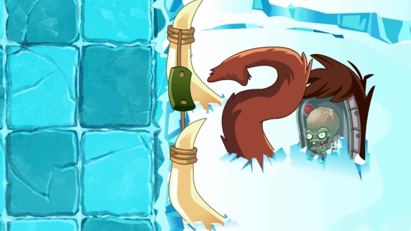 Дэйв с растениями против замерзшего во льду зомбосса