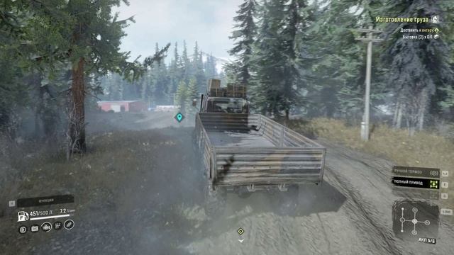 SnowRunner. Юкон. Подтопленные предгорья. Контракт "Изготовление груза"