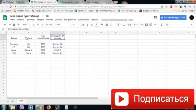 01-Как создавать и делать базовое форматирование (Google Sheets). Урок 1.