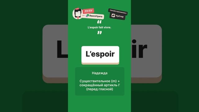 ✨ НАДЕЖДА даёт СИЛЫ ЖИТЬ? 💫 Народная мудрость с Лулу из ЛингоЧунга 🌟 Учим французский
