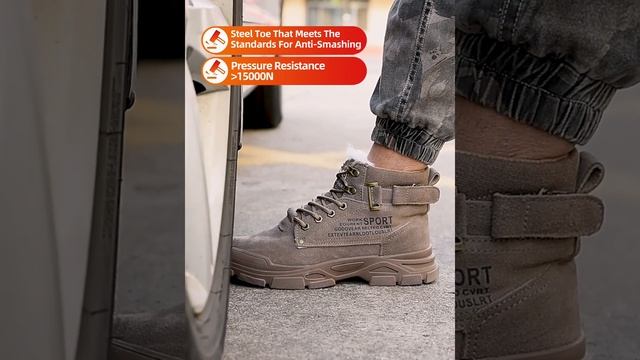 XYEHS - Suede Cow Leather Winter Thermal Safety Work Shoes w/ Fleece, Steel Toe Cap, Aramid Mid Sol