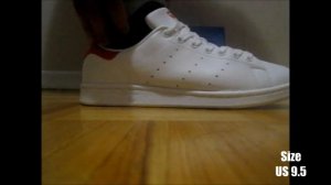 Adidas Stan smith On Foot {} White and Red {}