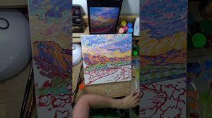 Пишу пейзаж на холсте яркий пейзаж Наталия Ширяева