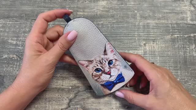 Обзор на ключницу из натуральной кожи с изображением милого кота Франта Eshemoda