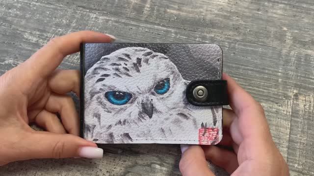 Обзор на портмоне из натуральной кожи с изображением полярной совы Eshemoda