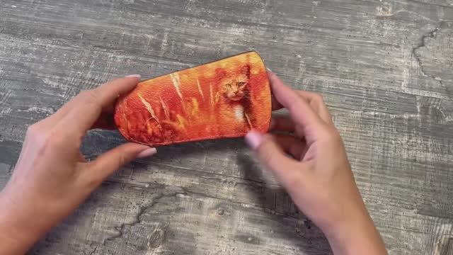 Обзор на ключницу из натуральной кожи с изображением рыжего кота Eshemoda