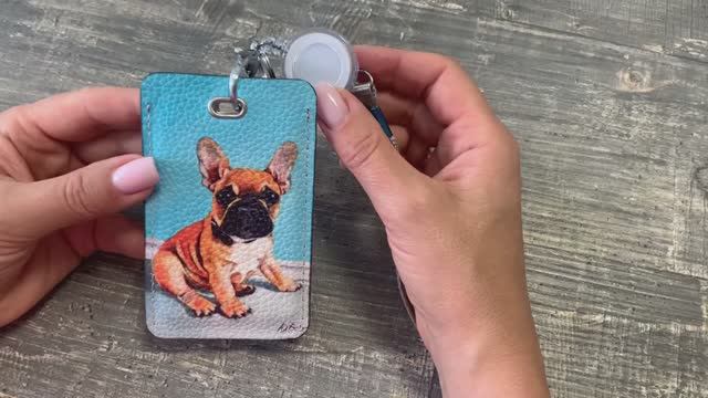 Обзор на чехол для бейджа, магнитной карты, пропуска, с милым французским бульдогом Eshemoda