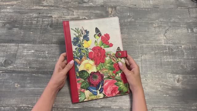 Красный кожаный органайзер с файлами для семейных документов формата А4, ручная работа