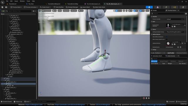Unreal Engine 5 (Курс по процедурной анимации движений человека) базовый скелет ноги (IK)  03