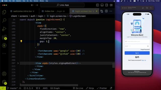 All Functional LMS mobile App with React Native,Expo,Typescript,Express js part 1