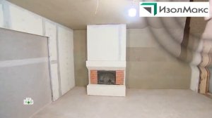 Изоляция силикатом кальция камина с телевизором на фасаде
