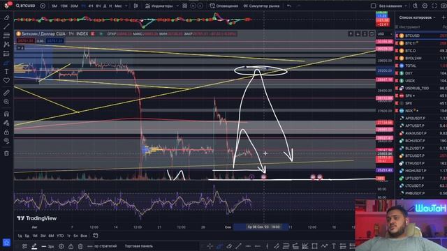 Биткоин ПРОГНОЗ 4 - 5 сентября 2023  Отскок Не Будет? Сразу на Дно?  Курс Криптовалют на Сегодня
