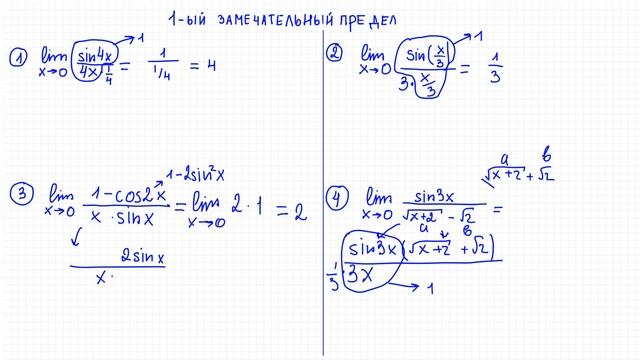 Пределы №3. Первый замечательный предел