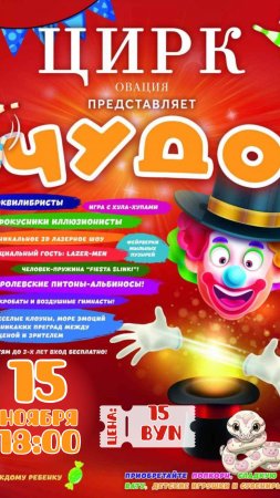 Цирковое шоу "Чудо" белорусского цирка "Овация" на сцене Каменецкого РДК уже завтра, 15 ноября 2024