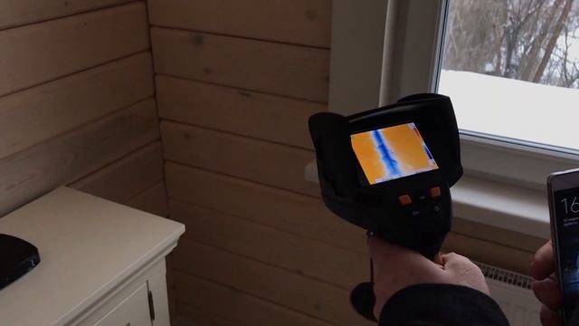 Проверка тепловизором дома из профилированного бруса  по проекту 100 150 049.
