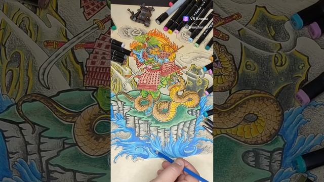 Тату эскиз японский Змееборец Карура