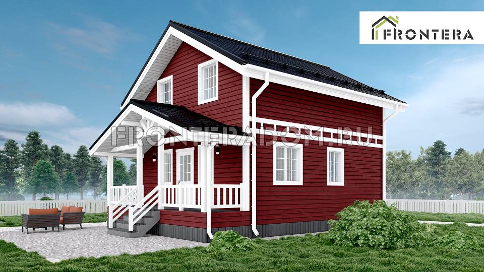 Каркасный дом с мансардой для дачи. Обзор проекта / Классик 86