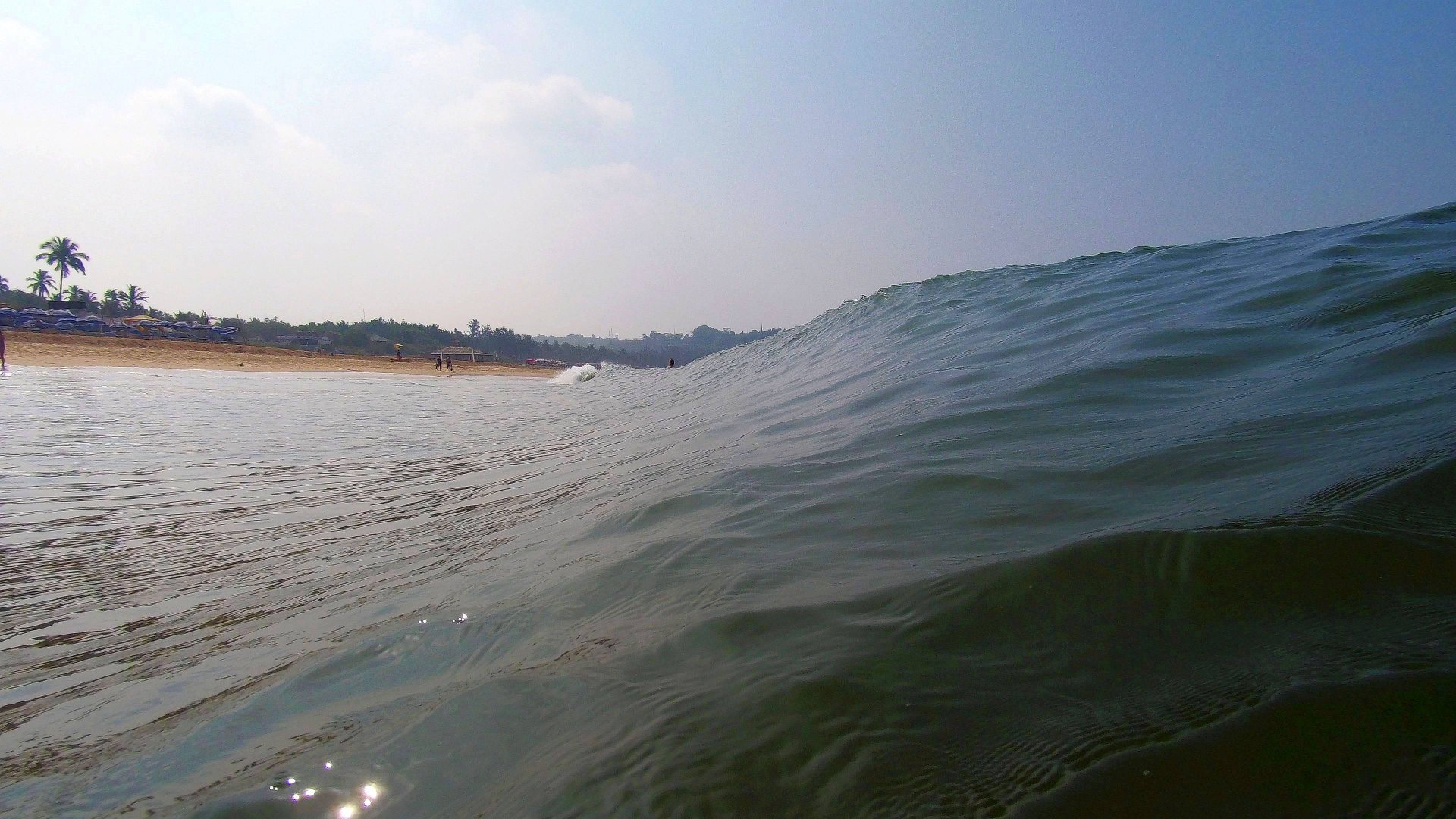 ГОА-24г. Отель Santana Beach. Цапли. На пляже отеля. Плаваем на волнах в шторм. Лошади на пляже.