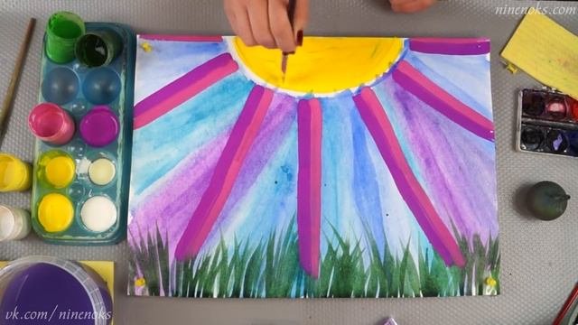 Рисуем ГУАШЬЮ и АКВАРЕЛЬЮ ПОДСНЕЖНИКИ с ребёнком. Уроки детского рисования.