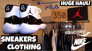 HUGE CLOTHING & SNEAKER HAUL! 5 SNEAKER PICKUPS! NIKE, CHAMPION, FILA, SAUCONY & MORE!