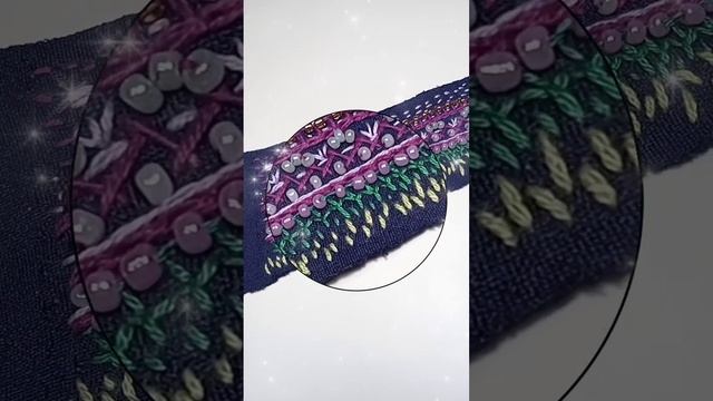 Ручная вышивка с бисером на лоскутке.