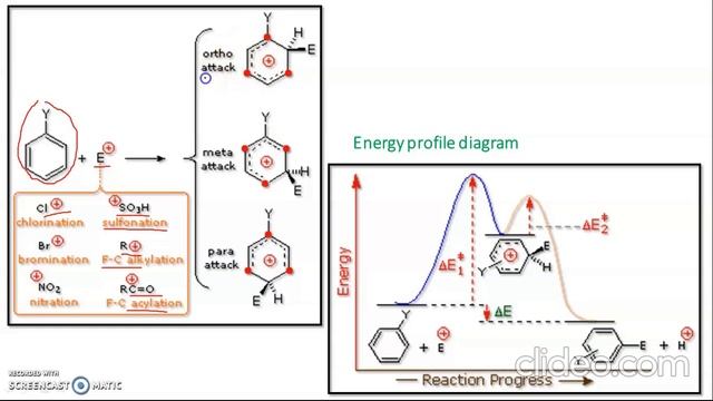 Arenium Ion Mechanism | Energy Profile Diagram | Electrophilic aromatic ...