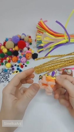 Оранжевый монстрик #поделка из синельной пушистой проволоки