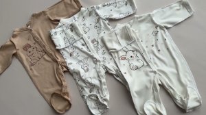 Детские слипы комбинезоны Luxury Baby с милым принтом "Зайчата"
