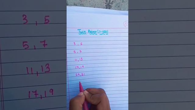 twin prime number 1 to 100 #shortsvideo #maths