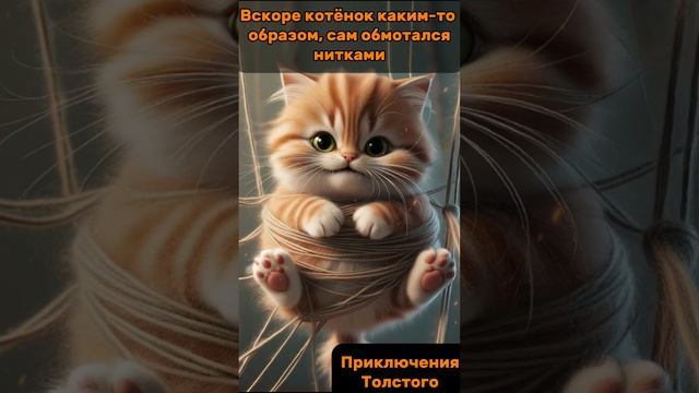 Рыжий котёнок по имени Толстый против ниток
