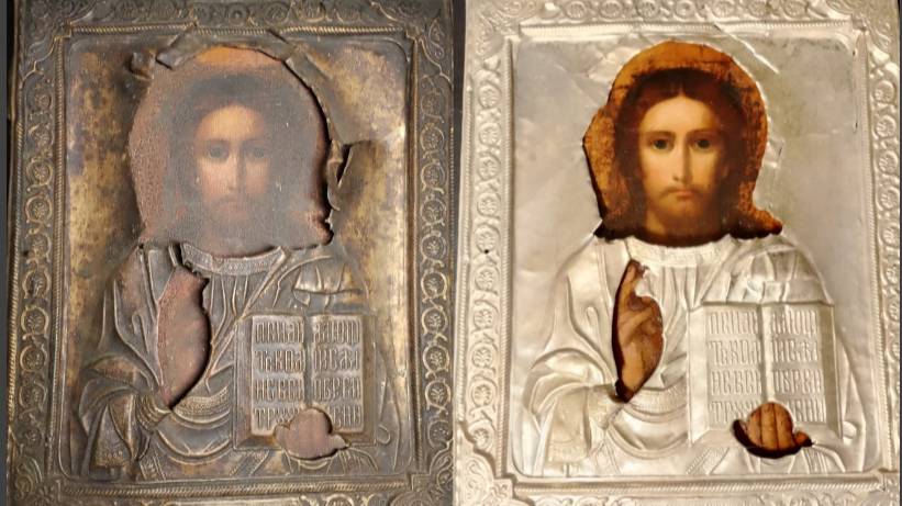 Господь Вседержитель - моменты реставрации иконы