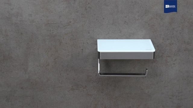 Держатель для туалетной бумаги Lemark GLASS LINE с полкой, хром/белое стекло