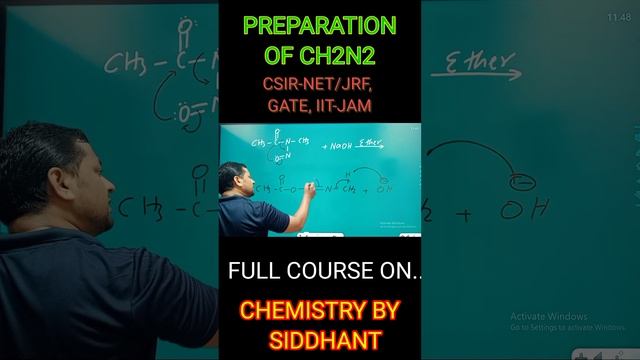 Preparation of CH2N2. CSIR NET JRF GATE IIT-JAM UPPGT UPHESC CHEMISTRY BY SIDDHANT SIR