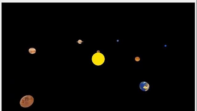 Трёхмерная сцена, содержащая изображение вращающейся модели Солнечной системы. Visual C# + OpenGL