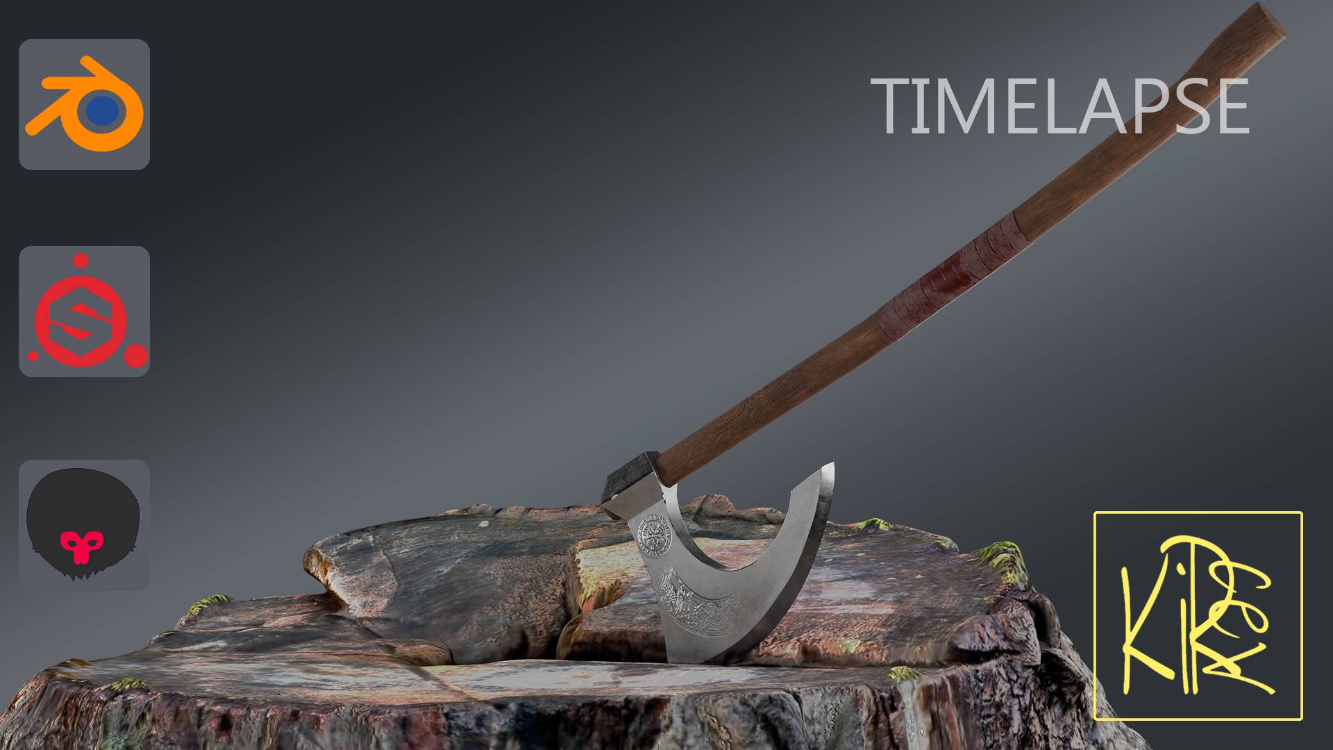 Моделирование топора в Blender | Axe modeling in blender Timelapse