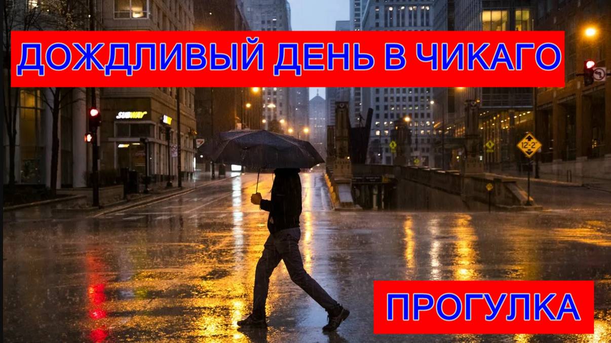Дождливый день в Чикаго. Прогулка по городу.