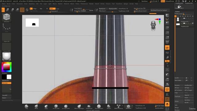 6. Model the Body, Neck, and Scroll